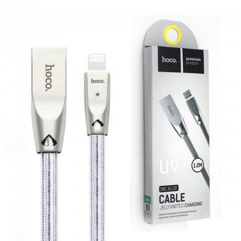 Кабель USB-Apple(8pin),1.2м,Hoco U9,серый,rtl